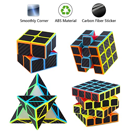 Roxenda Speed Cube Set, Speed Cube Bundle of 2x2 3x3 4x4 and Pyramid ...