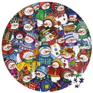 Amazon.com: Snow Happy Round Puzzle 1000 Pieces - Winter Holiday ...