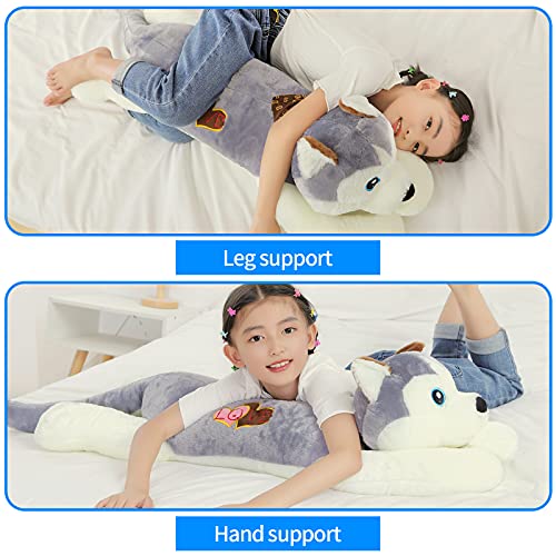 Dalmao 39.3 inch Dog Stuffed Animals, Cuddly Husky Dog Plush Toys Puppy ...