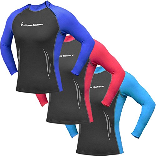 Aqua Sphere Women’s Swim Skin Wetsuit Top Long Sleeve High Neck Rash ...
