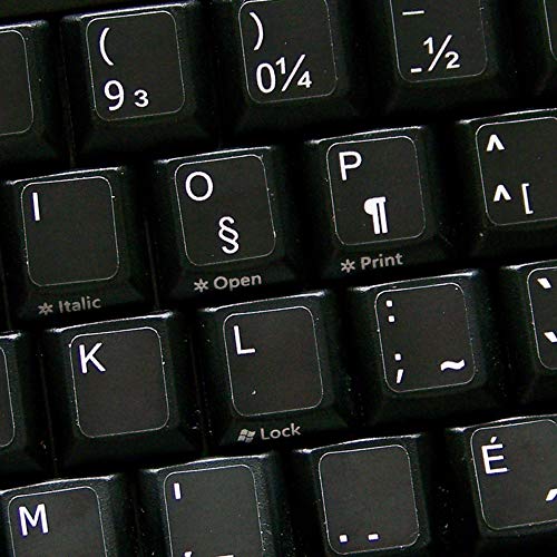 French QWERTY Canadian Non-Transparent Keyboard Labels ON Black ...