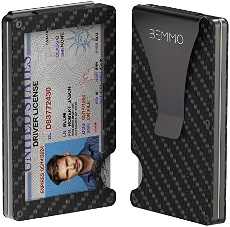 Wallet Bemmo Carbon Fiber Card Holder RFID Blocking With Money Clip ...