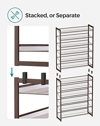 SONGMICS Shoe Rack, 12-Tier Tall Metal Shoe Storage Organizer for ...