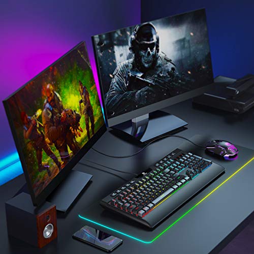 RUNMUS Gaming Keyboard and Mouse Combo, RGB Rainbow Backlit, Wired 104 ...