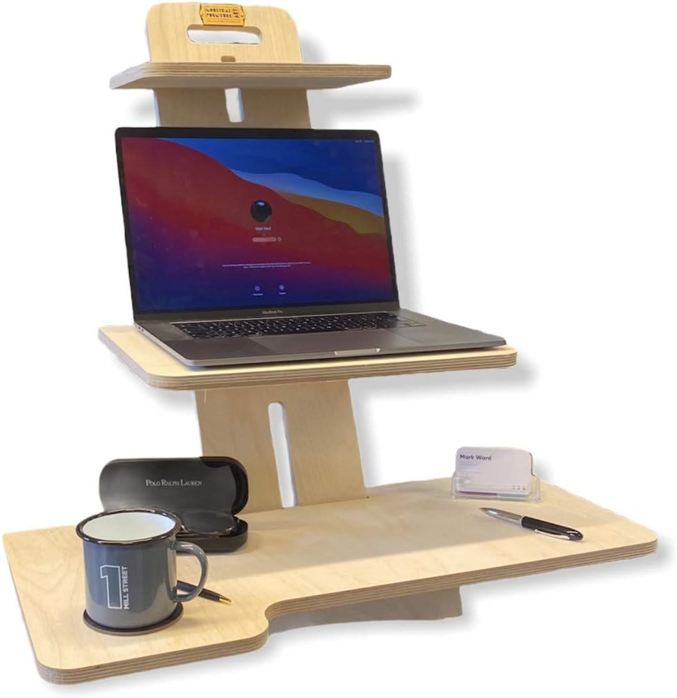 Wooden Standing Desk Converter |The Well WorkStation | Made from 15mm ...