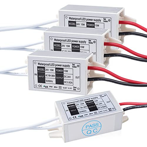 24V Power Supply 15 Watts LED Driver, Klarlight IP67 Waterproof DC 24V ...