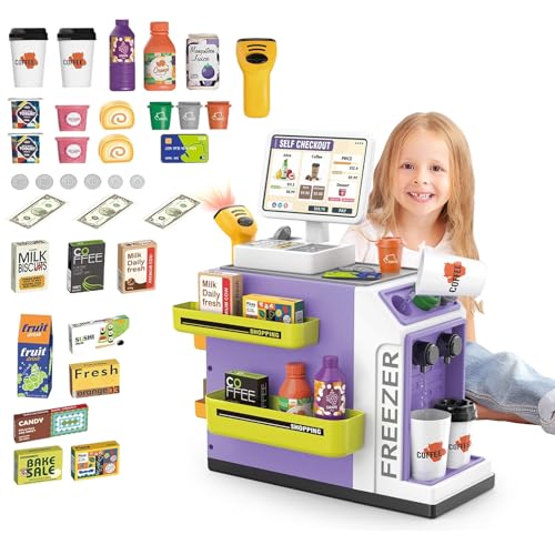 KidEwan Kids Cash Register with Scanner Realistic, Grocery Store ...