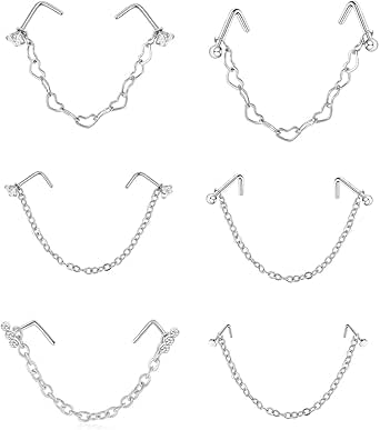 Amazon.com: Nose Ring Surgical Steel Nostril Piercing Across Nose to ...