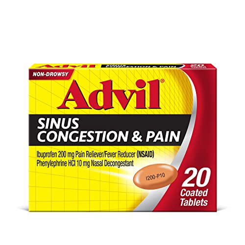 Advil Sinus Congestion and Pain, Sinus Relief Medicine, Pain Reliever ...