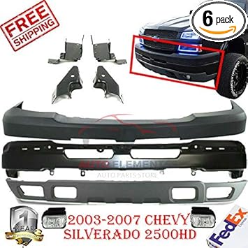 FOR 2003-2007 CHEVY SILVERADO 2500HD 3500 FRONT BUMPER CAP BAR BLACK ...