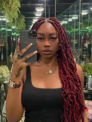 سعر Mid Back Wine Red Colored Faux Locs Crochet Hair 18 Inch 99j ...