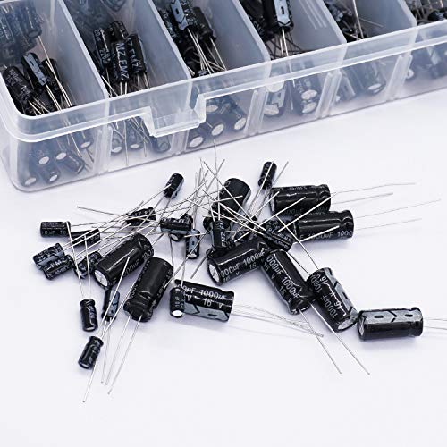 Twidec/500Pcs Aluminum Electrolytic Capacitor Assortment Box Kit 24Value 0.1uF－1000uF Different ...