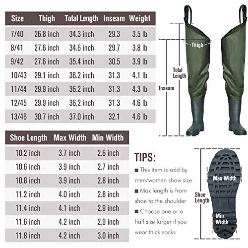 OXYVAN Hip Waders Lightweight Fishing Waders for Women with Boots 2-Ply ...