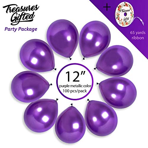 Metallic Dark Purple Balloons 100 Pack Pearlized Violet Latex 12 Inch ...