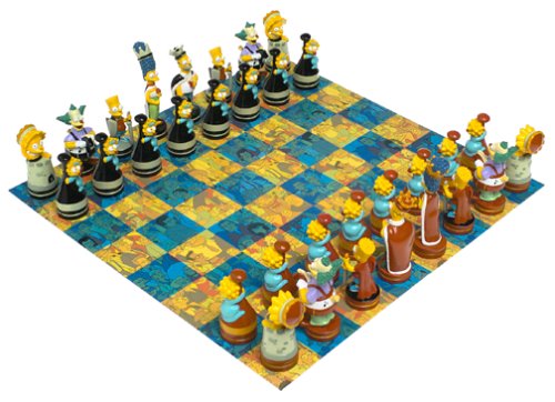 Simpsons Chess Set with Laminated fold-up playing board - Want It All