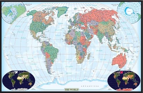 Swiftmaps World Decorator Wall Map Poster (24x36 Paper Folded) in ...