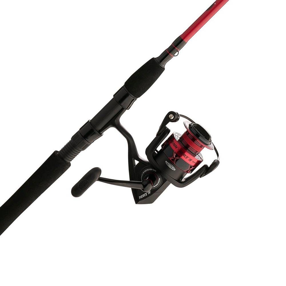 PENN Fierce IV Spinning Reel and Fishing Rod Combo,Black/Red for sale ...