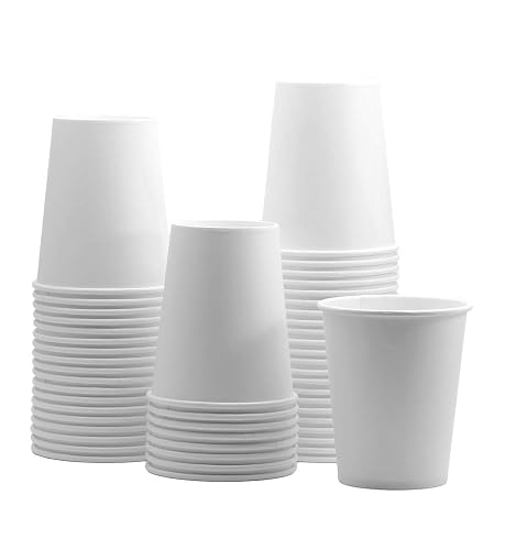GUSTO White Paper Cups [8 oz - 100 Count] Disposable Coffee Cup for Hot ...