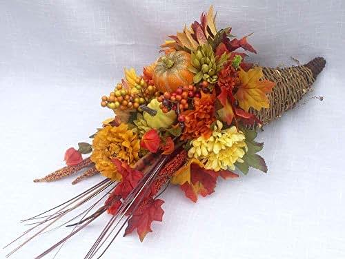Amazon.com: Extra large Traditional Fall Cornucopia centerpiece, horn ...