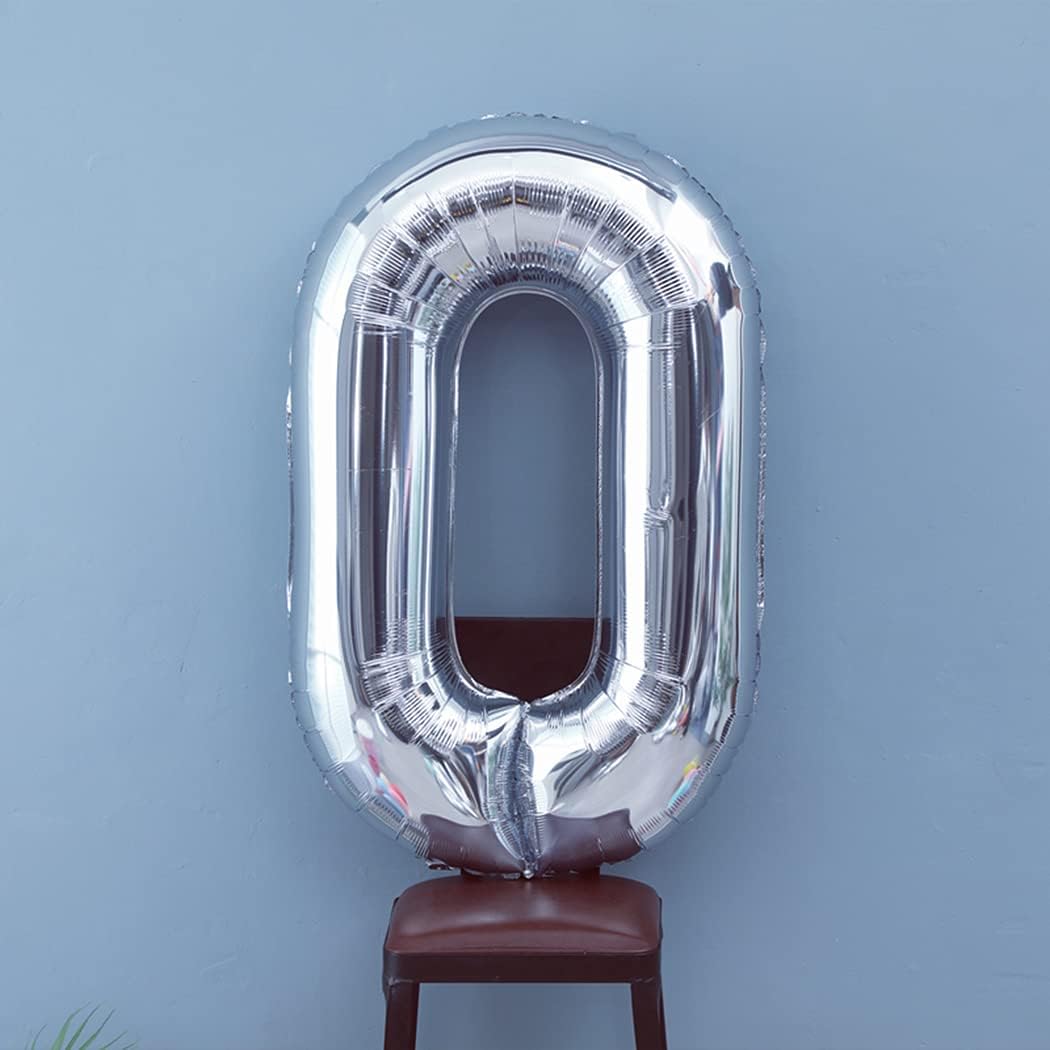 Aabellay Silver Number Balloons Large Foil Mylar Balloons 40 Inch Giant Jumbo Number Balloons ...
