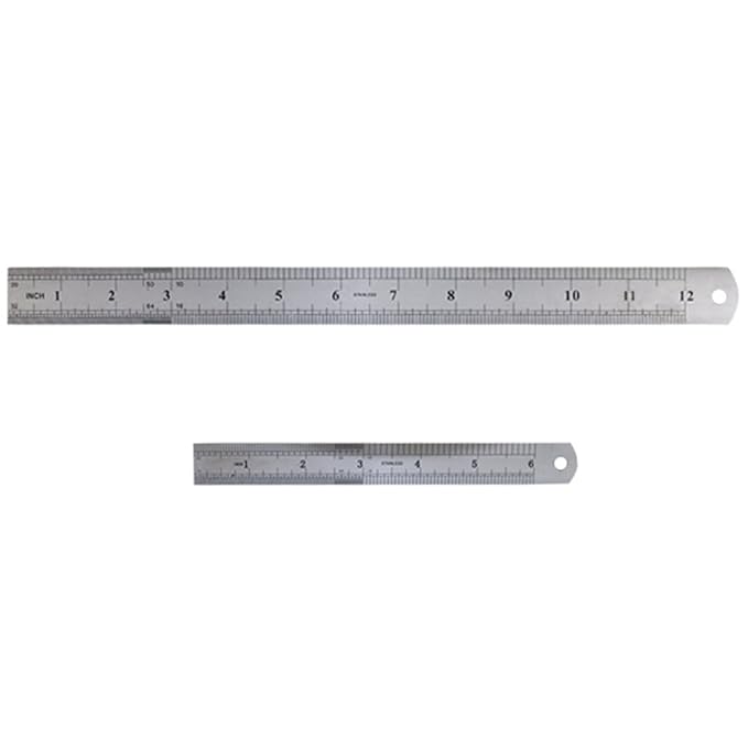 VOSO-Stainless Steel Ruler Rule Dual Markings Tool 12 Inch 300mm + 6 ...
