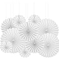 Amazon.com: White Paper Fans Hanging Party Decorations，Pack of 6 : Home ...