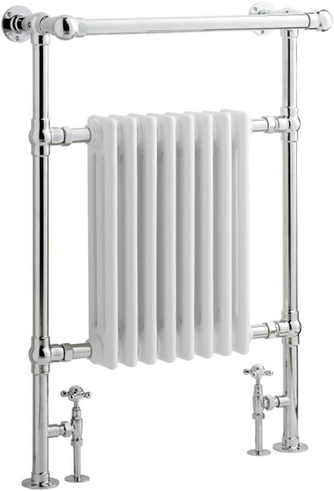 Traditional Victorian Heated Towel Rail - Brass & Steel Column Bathroom ...