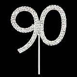 CAKE TOPPER STAR BURST SPRAY DIAMANTE 90th BIRTHDAY NUMBERS NV/BL/WT ...