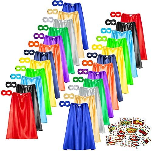 Superhero Capes and Masks Set, 24 Sets Bulk Pack Dress Up Costume for ...
