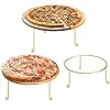 MyGift Brass Metal Wire Pizza Pan Holder, Round Pizza Tray Riser Rack ...