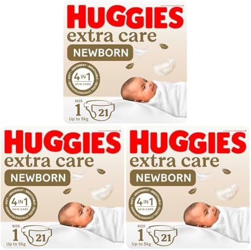 Huggies Extra Care Newborn, Size 1, Up to 5 kg, Carry Pack, 21 Diapers ...