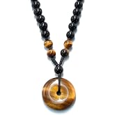 Amazon.com: Tigers Eye Crystal Fox Necklace - Natural Stone Black ...