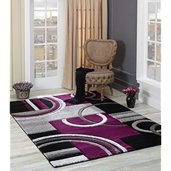 Amazon.com: Masada Rugs, Modern Contemporary Area Rug, Purple Grey ...