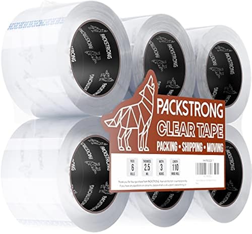 Packstrong Industrial Grade Clear Packing Tape (6 Rolls) - 110 Yards ...