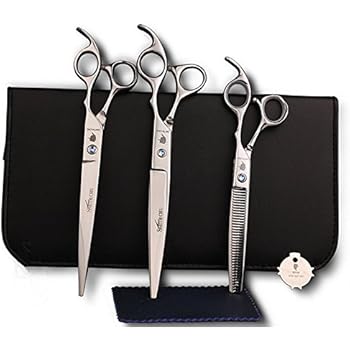 Amazon.com : ShearsDirect 3 Piece 26-Tooth Titanium with Paw Prints ...