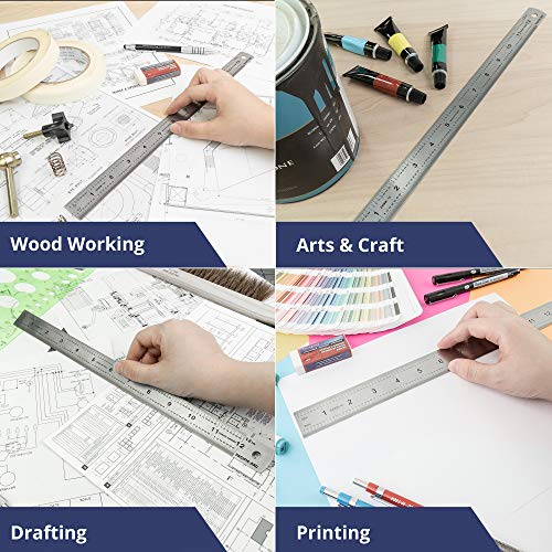 Pacific Arc Stainless Steel Ruler Inch and Metric, with 32nd and 64th ...