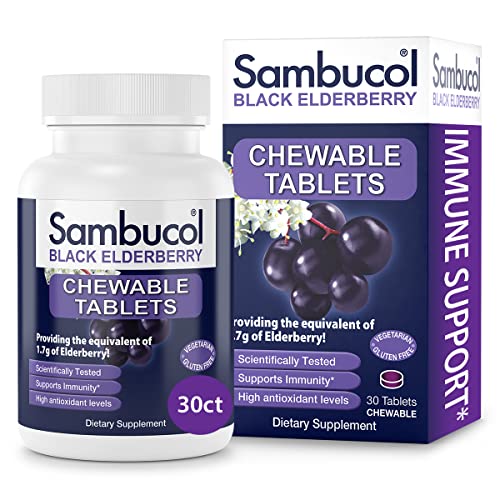 Sambucol Black Elderberry Chewable Tablets - Added Vitamin C, Chewable ...