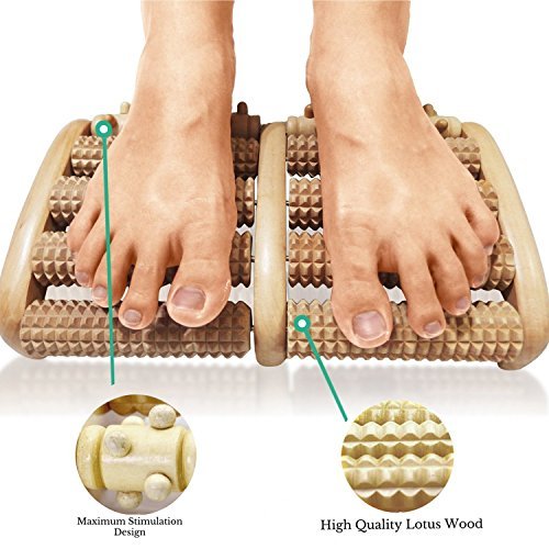 Buy Dual Wooden Foot Massager Roller - Relieve ar Fasciitis, Heel and ...