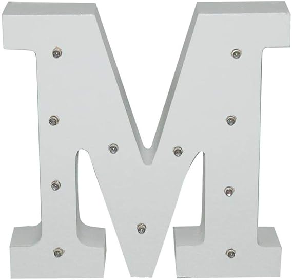 Letra blanca decorativa con luz LED blanca (madera) (M): Amazon.es ...