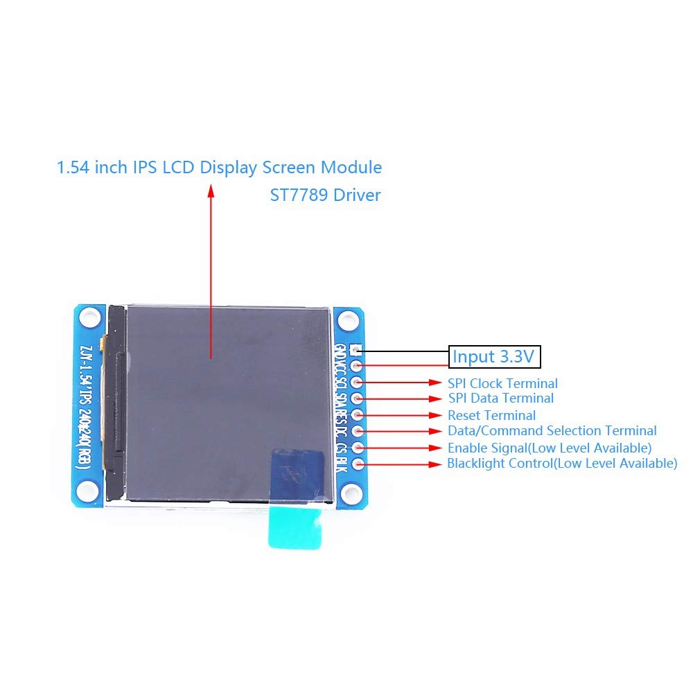 LCD Display Module, 1.54inch SPI 240×240 RGB TFT Display Module ST7789 Driver 240 * 240 3.3V IPS ...