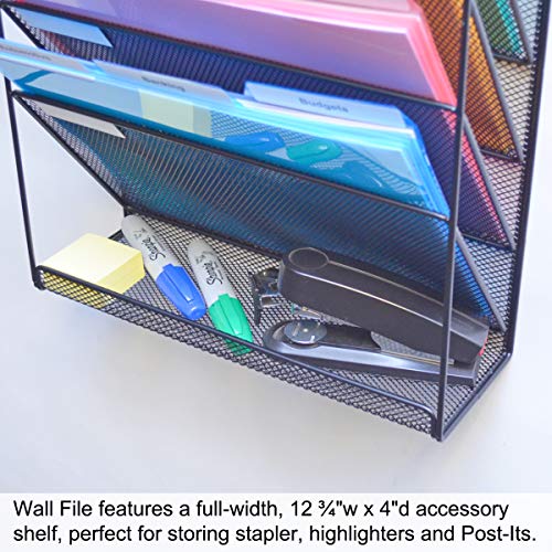 Ultimate Office Mesh Wall File Organizer 5 Tier Vertical Mount Hanging ...