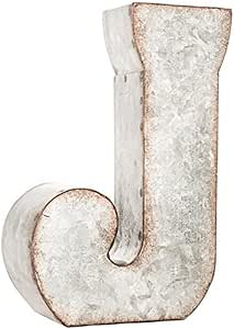Amazon.com: CraftyCrocodile 7" Galvanized Metal 3D Wall Letter J Block ...