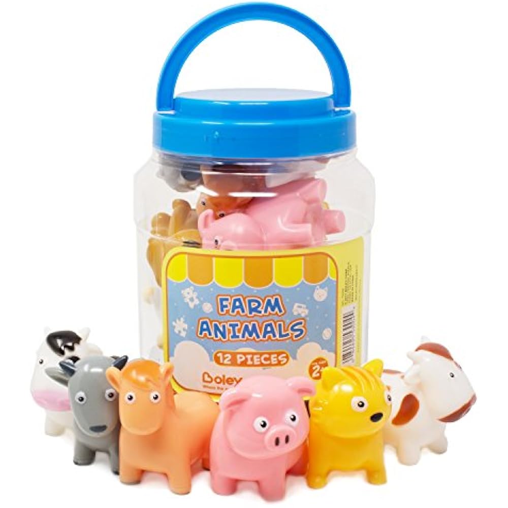 (12-Piece) Farm Animal Bath Bucket Toys Features Cow, Chicken, Pig And ...