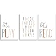 Amazon.com: 3 Piece Let's Play Let's Read Canvas Wall Art Kids Playroom ...