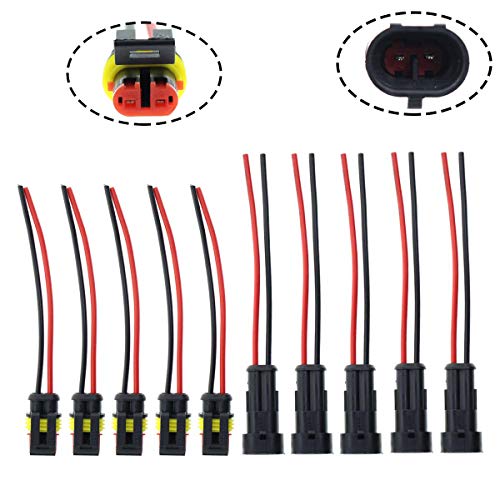 MOTOALL 5 kits 2 Pin Way 16 AWG Waterproof Connector Male & Female ...