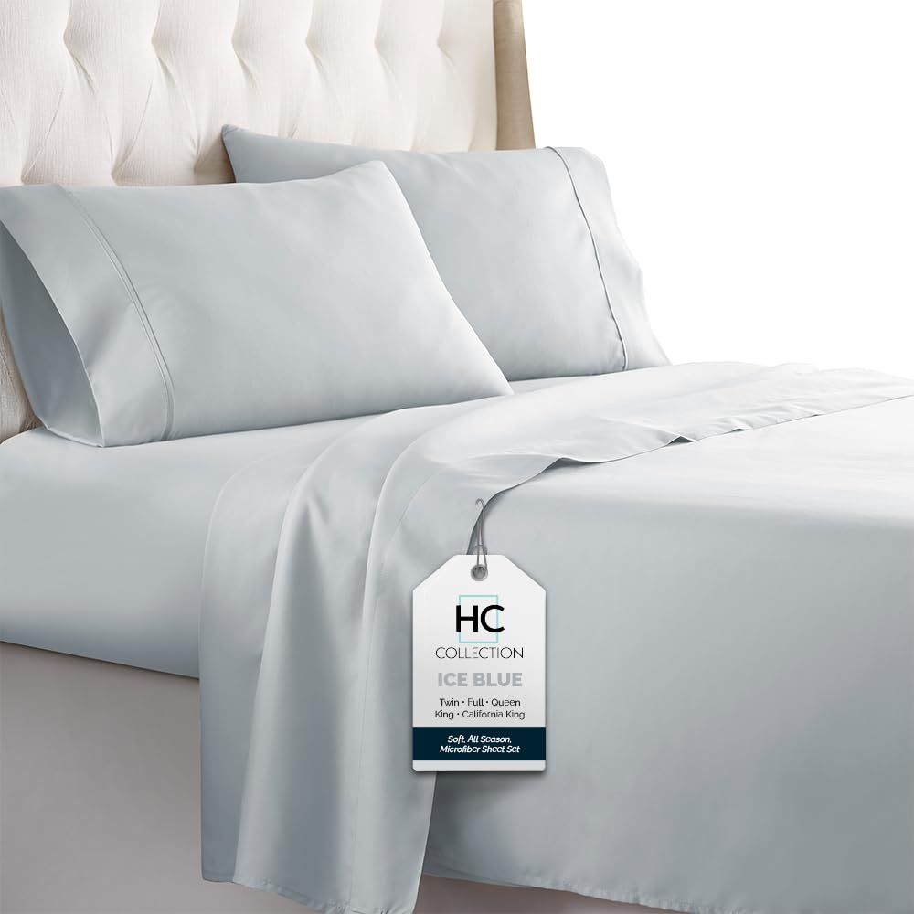 HC COLLECTION Bed Sheets Set Queen with 2 Pillowcases Hotel Luxury ...