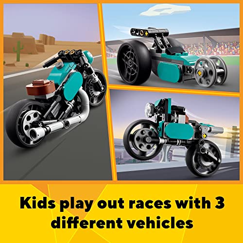 LEGO Creator 3 in 1 Vintage Motorcycle Set, Transforms from Classic ...