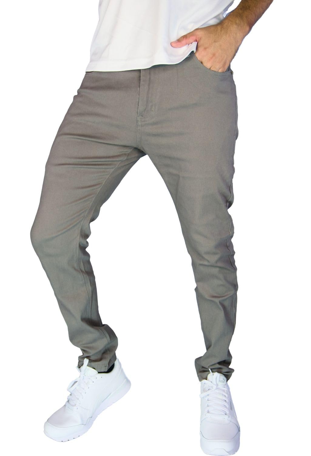 BAKANO Men's Skinny Slim Fit Stretch Mid Rise Pants, Flex Waist 5 ...