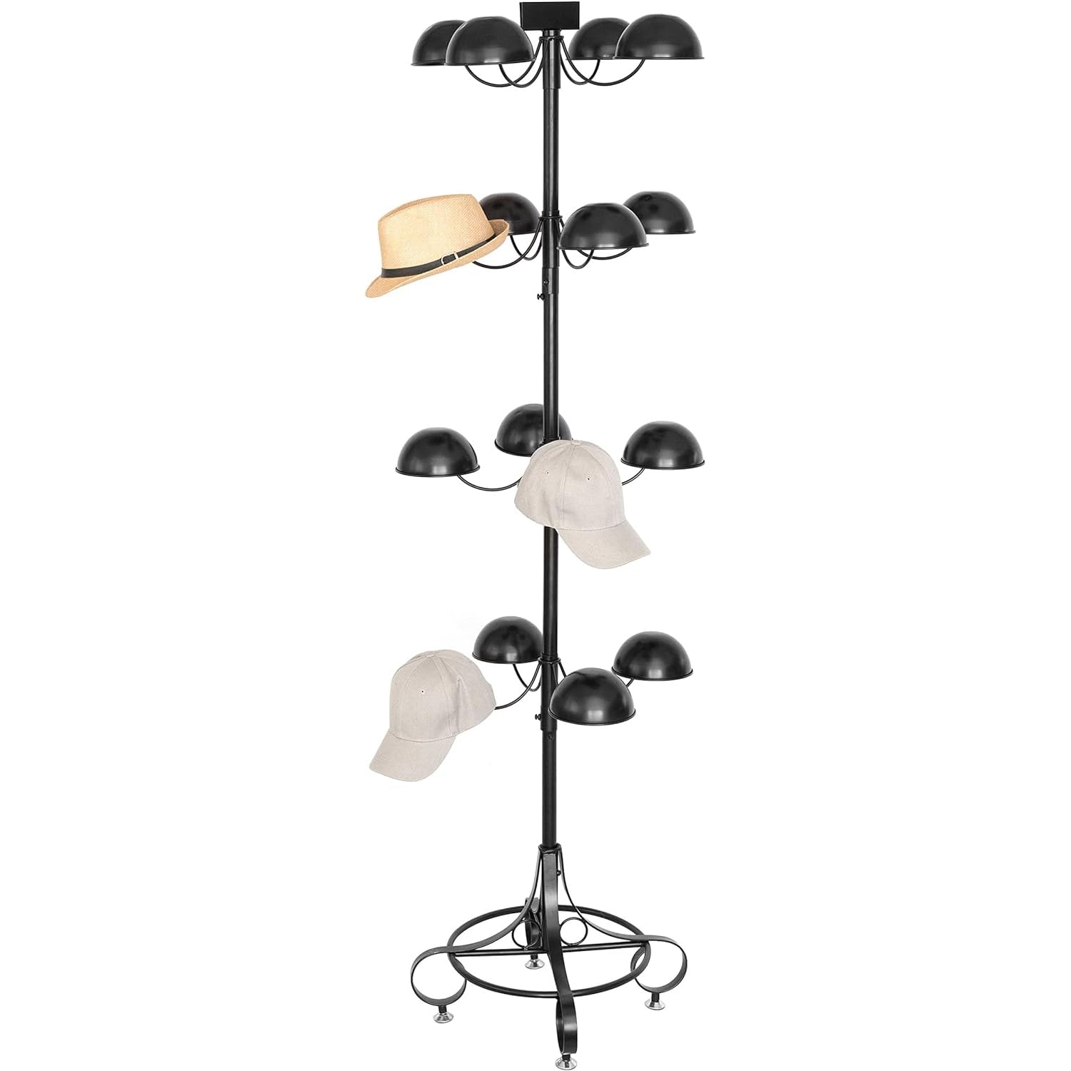 MyGift Commercial Black Metal Rotating Hat Rack for Baseball Caps ...