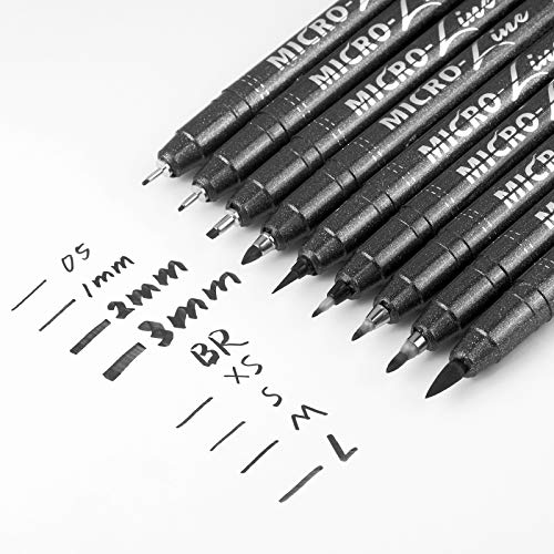 Hand Lettering Markers Set, 9 Size Permanent Black Calligraphy Pen for ...